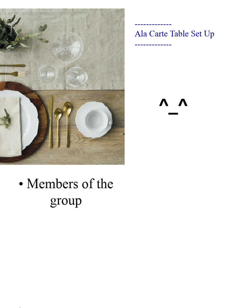 Table Set Up | PDF