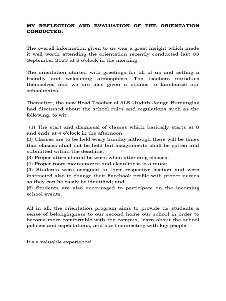 Orientation Reflection | PDF