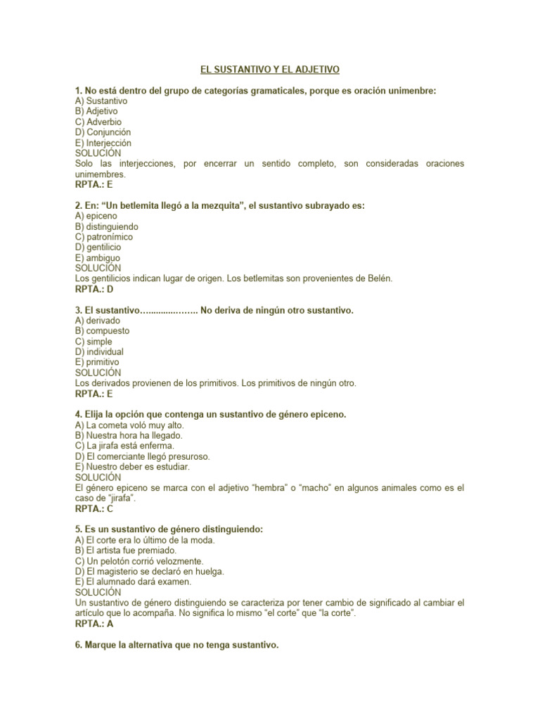 El Sustantivo y El Adjetivo | PDF | Adjetivo | Sustantivo