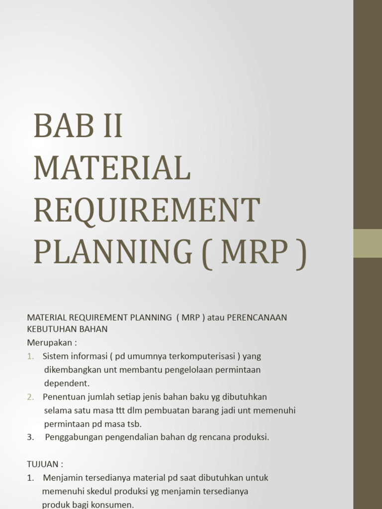 Bab II Material Requirement Planning 2 | PDF