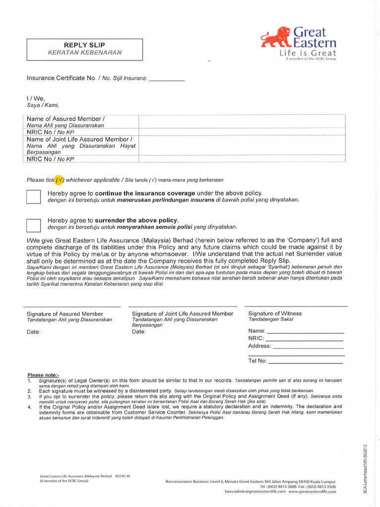 Reply Slip | PDF