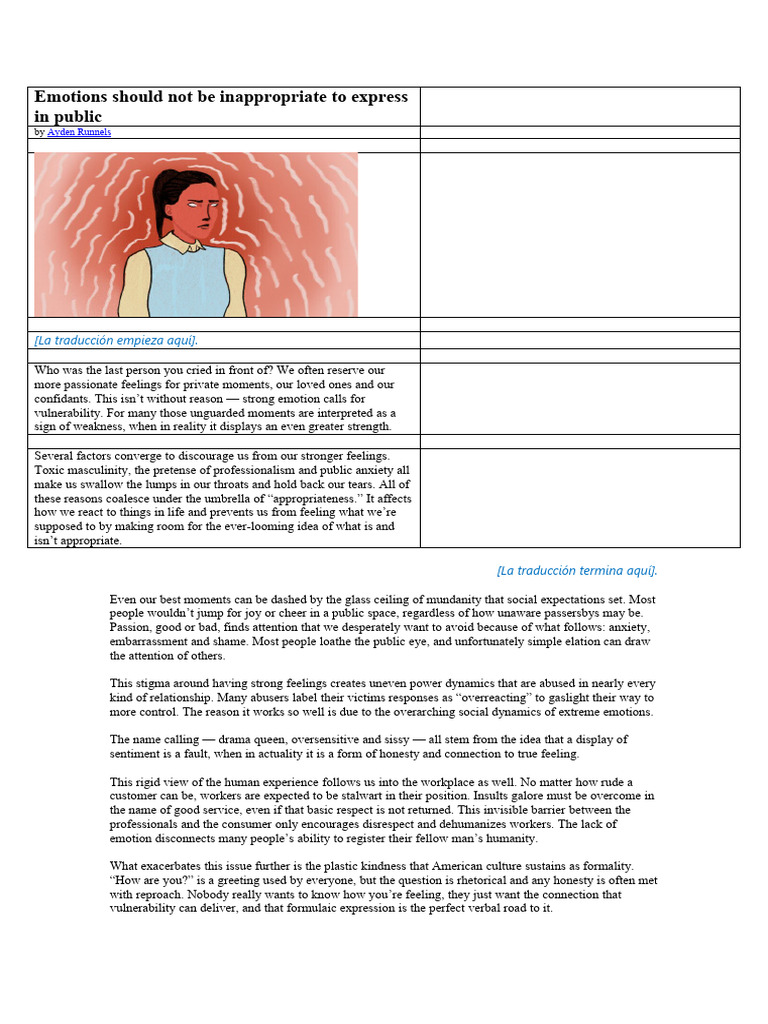 Embracing Public Emotional Expression | PDF | Emotions | Feeling