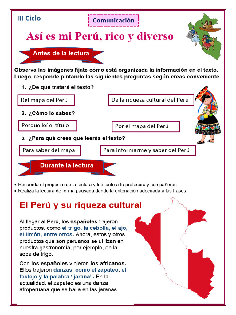 Ficha Así Es Mi Perú, Rico y Diverso | PDF | Perú | Comida y bebida