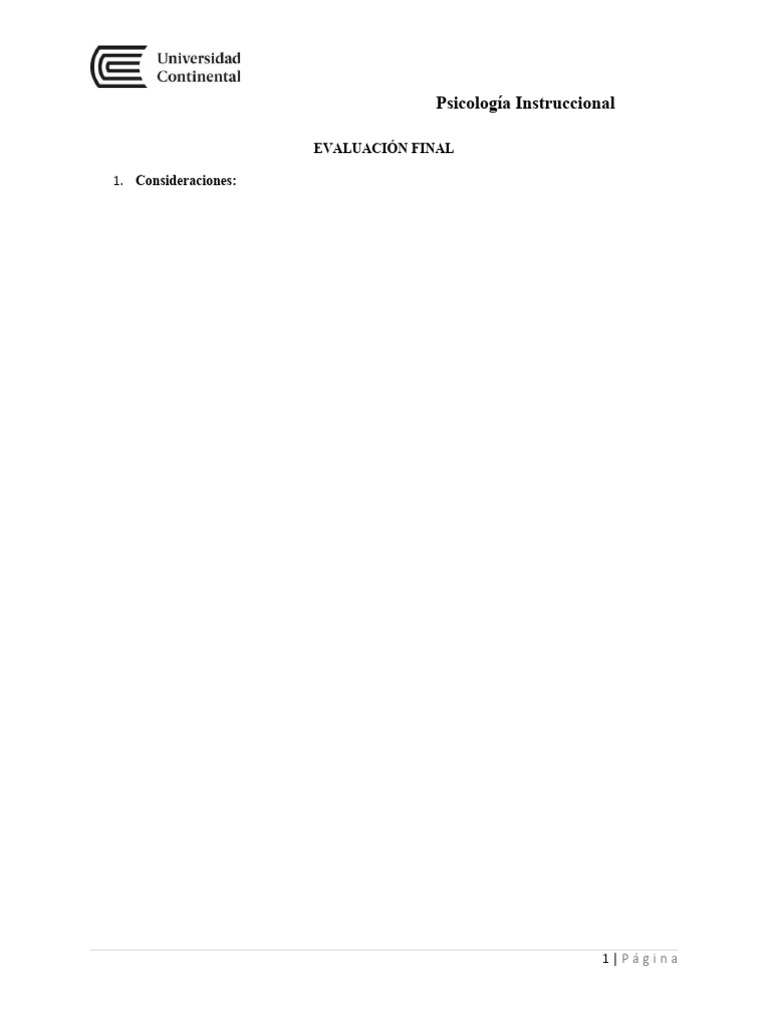 Evaluación Final - Ps Instruccional | PDF | Aprendizaje | Sicología