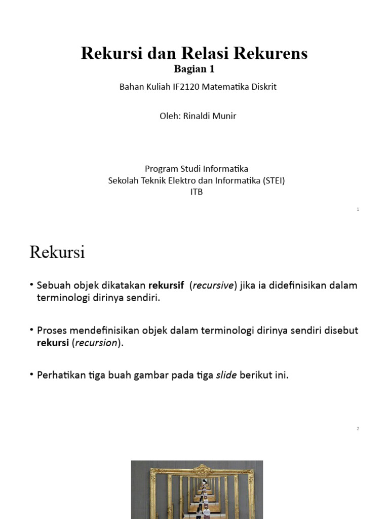 Rekursi dan relasi rekurens (Bagian 1) | PDF