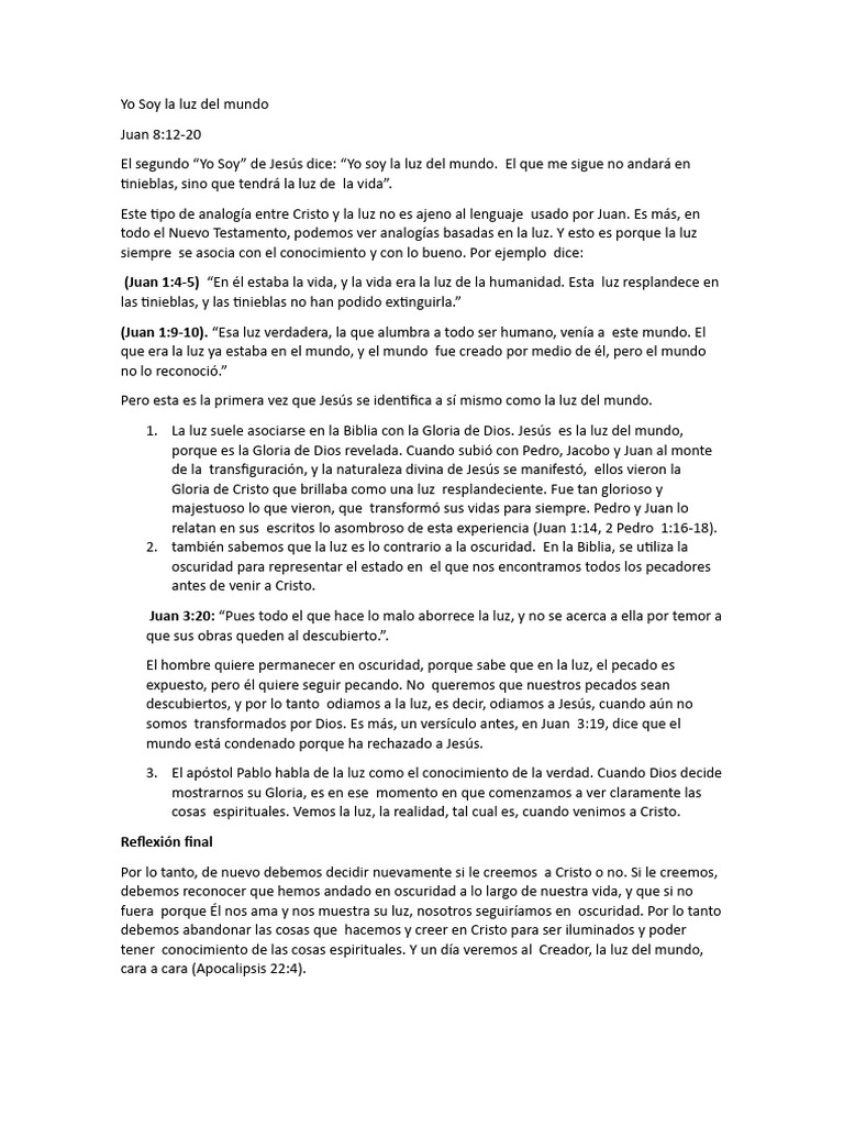 Yo Soy La Luz | PDF | Jesús | Pecado