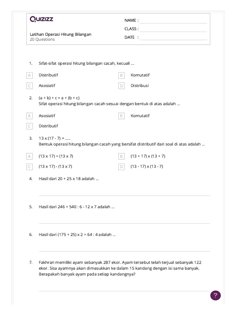 K6 - PTS Bilangan Cacah 2 | PDF