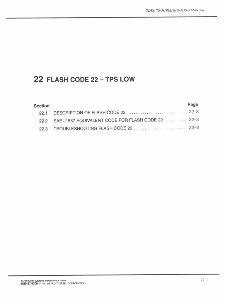 22 Flash Code 22 TPS Low | PDF