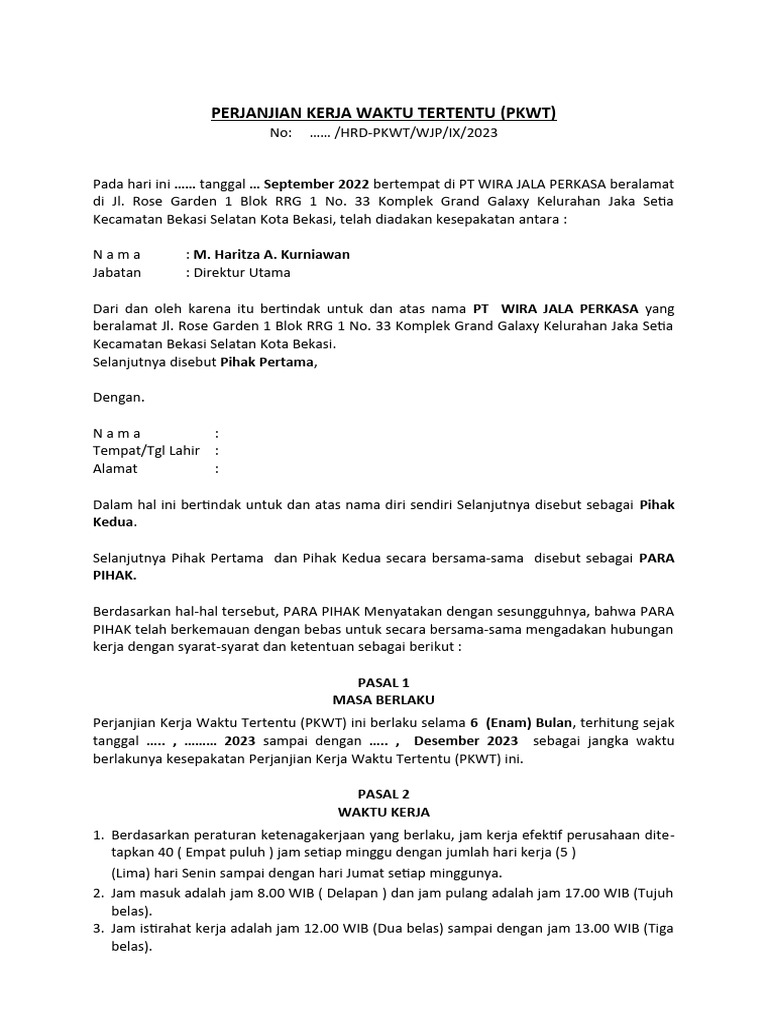 PKWT Ho | PDF | Hukum