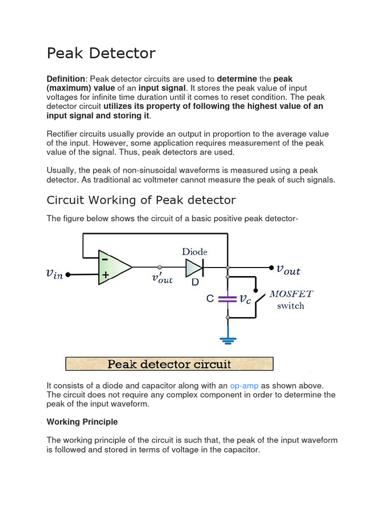 Peak Detector & Zero Crossing Detector | PDF | Detector (Radio) | Capacitor