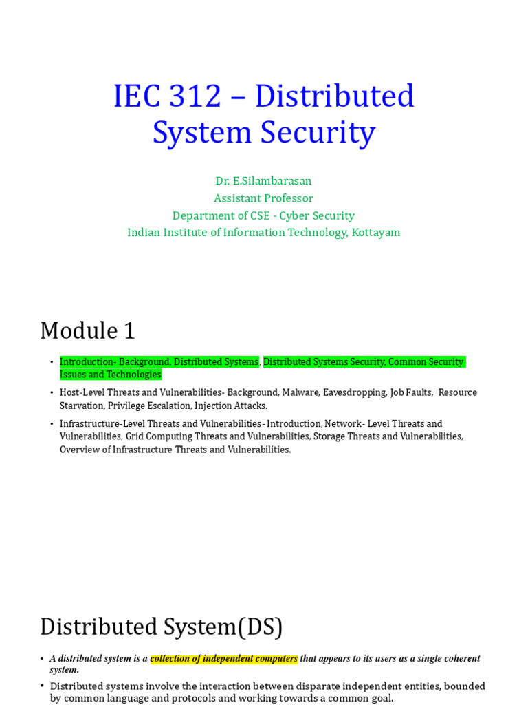 IEC 312 - Distributed System Security | PDF | Wireless Sensor Network | Distributed Computing