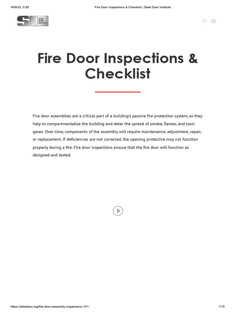 Fire Door Inspections & Checklist - Steel Door Institute | PDF | Fire ... Fire Door Inspections & Checklist - Steel Door Institute | PDF | Fire ...