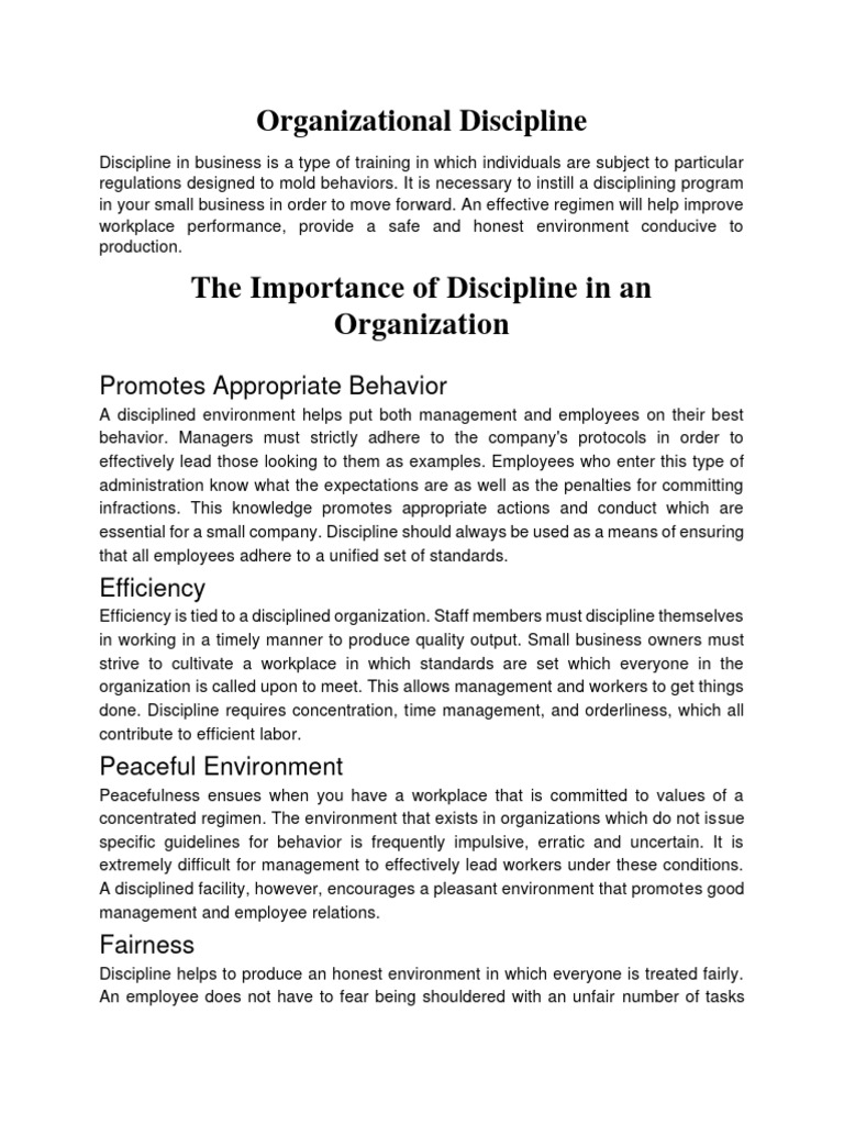 Organizational Discipline | PDF | Employment | Disciplines