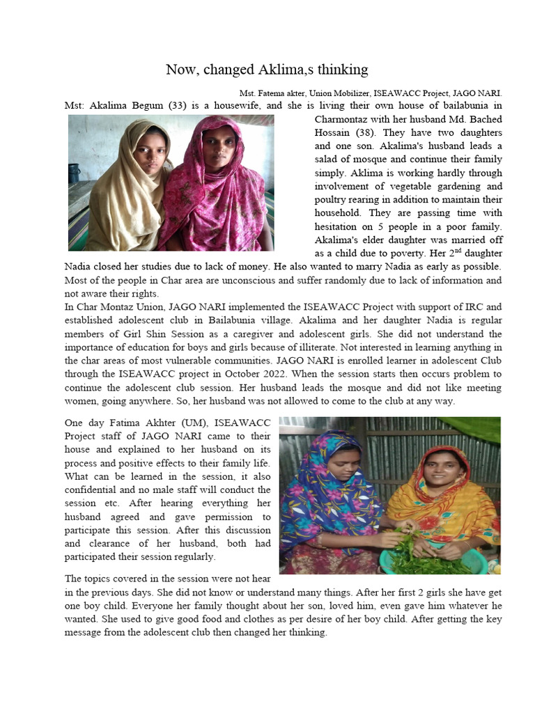 Aklima's Transformation Through Education | PDF | Adolescence | Child ...