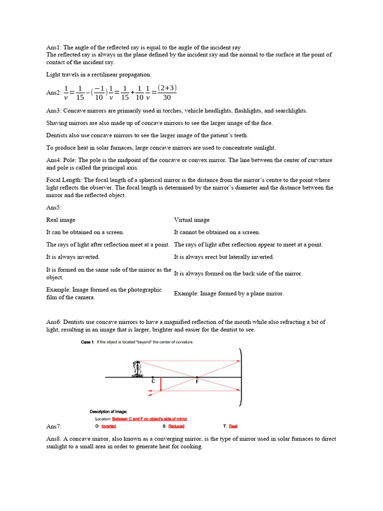 Answer Key - Science | PDF | Mirror | Digestion