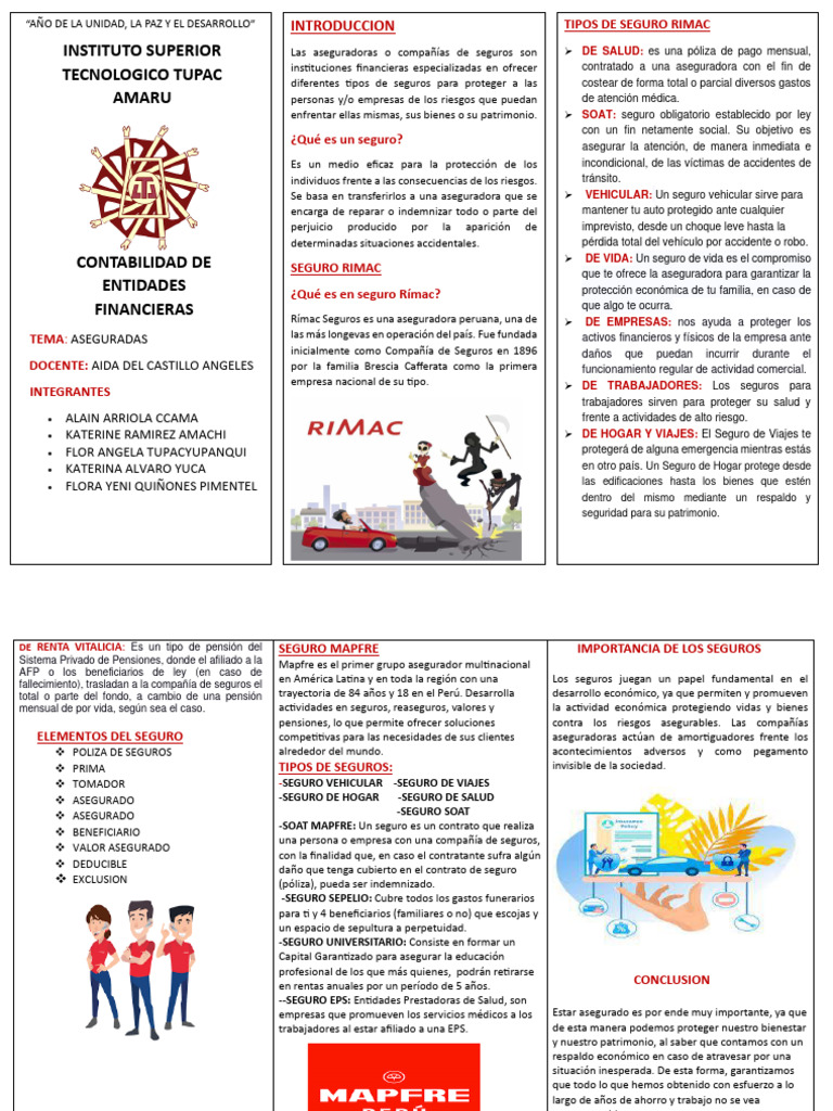 Triptico Tema Aseguradoras-Rimac y Mapfre | PDF | Seguro | Póliza de seguros