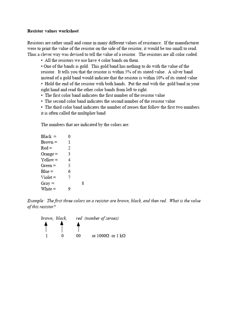 Reading Resistor Color Codes 3 | PDF | Teaching Methods & Materials