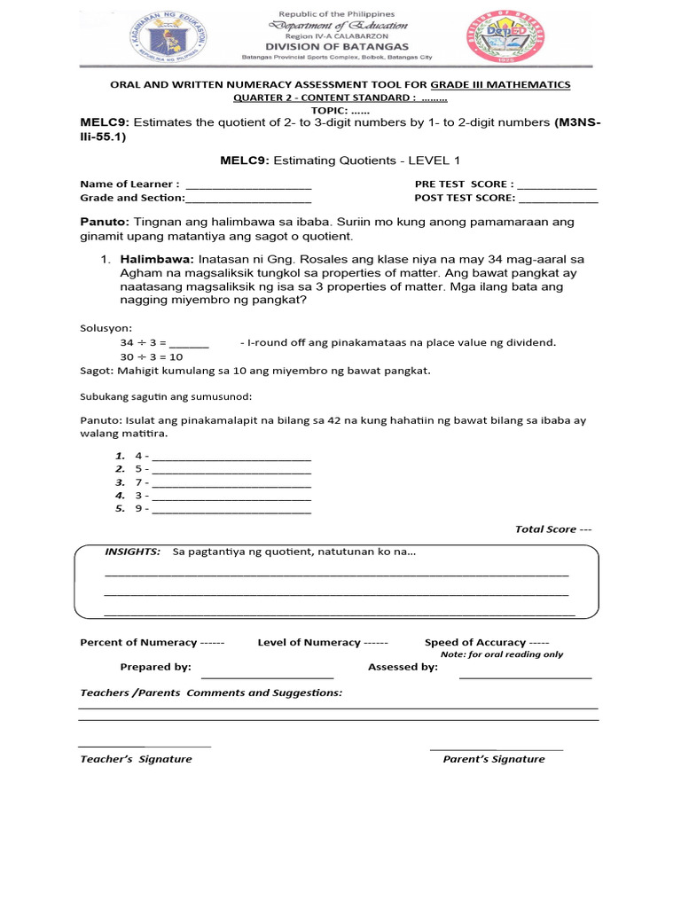 Math Worksheet Grade 3 QTR 2 Melc 9 | PDF