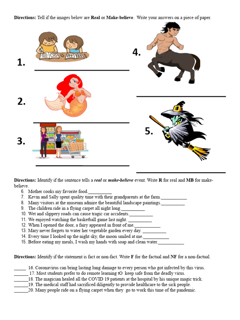 Real vs. Make-Believe Image Sorting | PDF