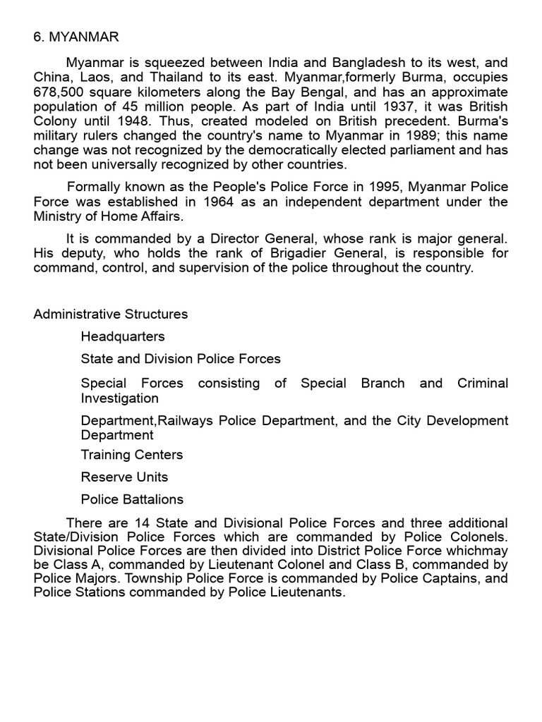 Myanmar Police Force | PDF | Police | Military Rank