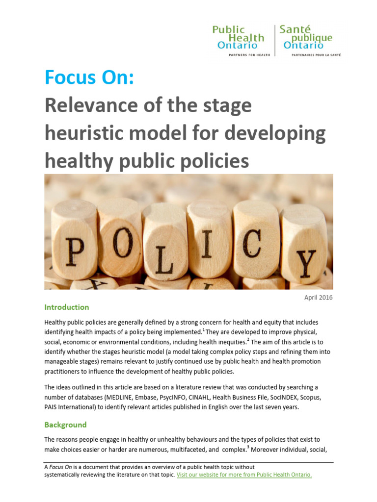Public Health Policy Development Guide | PDF | Policy | Public Health