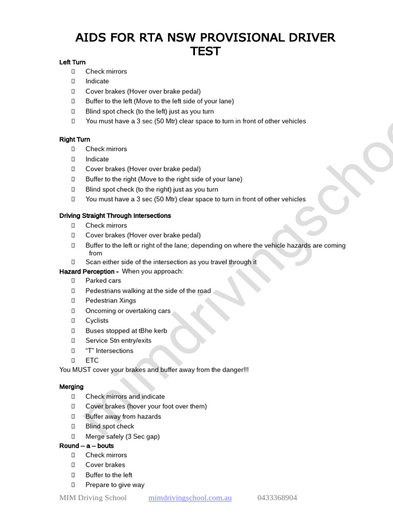 Driving Test Guide | PDF | Intersection (Road) | Vehicles
