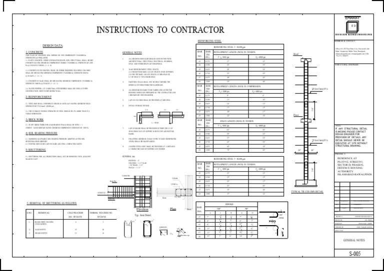 Instructions To Contractor: Design Data | PDF | Concrete | Strength Of ...