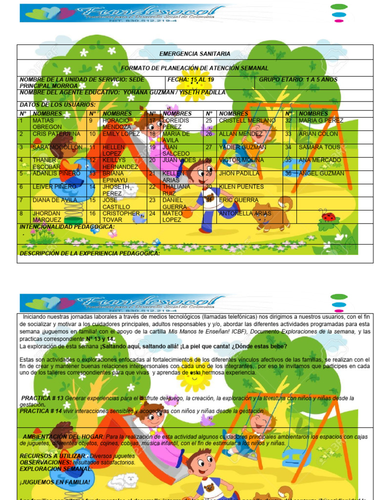 PLANEACION DEL 15 AL 19 DE MARZO NIÑOS DE 1 A 5 AÑOS - Listo | PDF