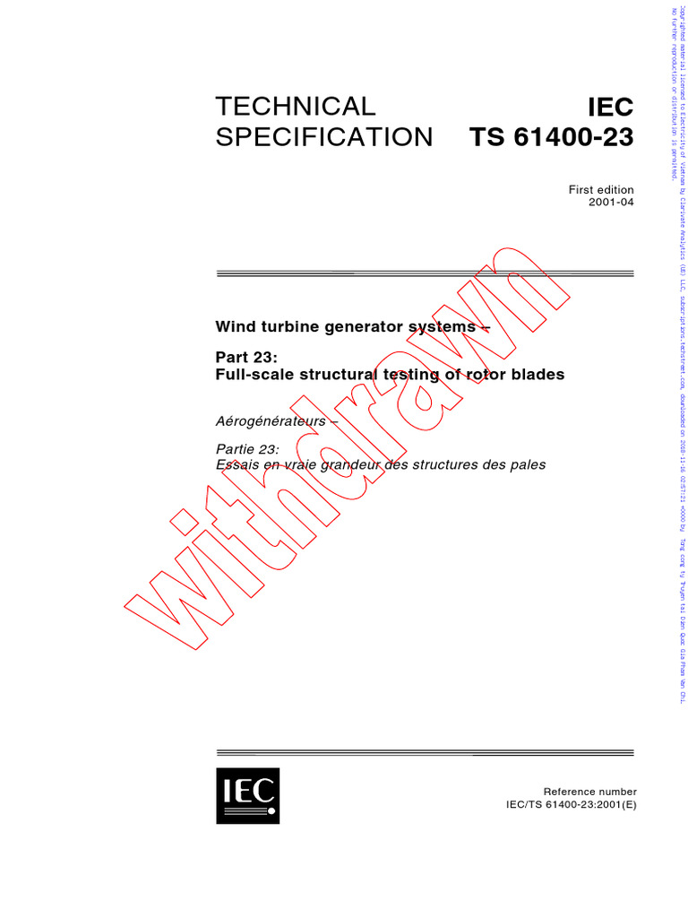 Iec61400-23 (Ed1 0) En2001 | PDF | International Organization For ...