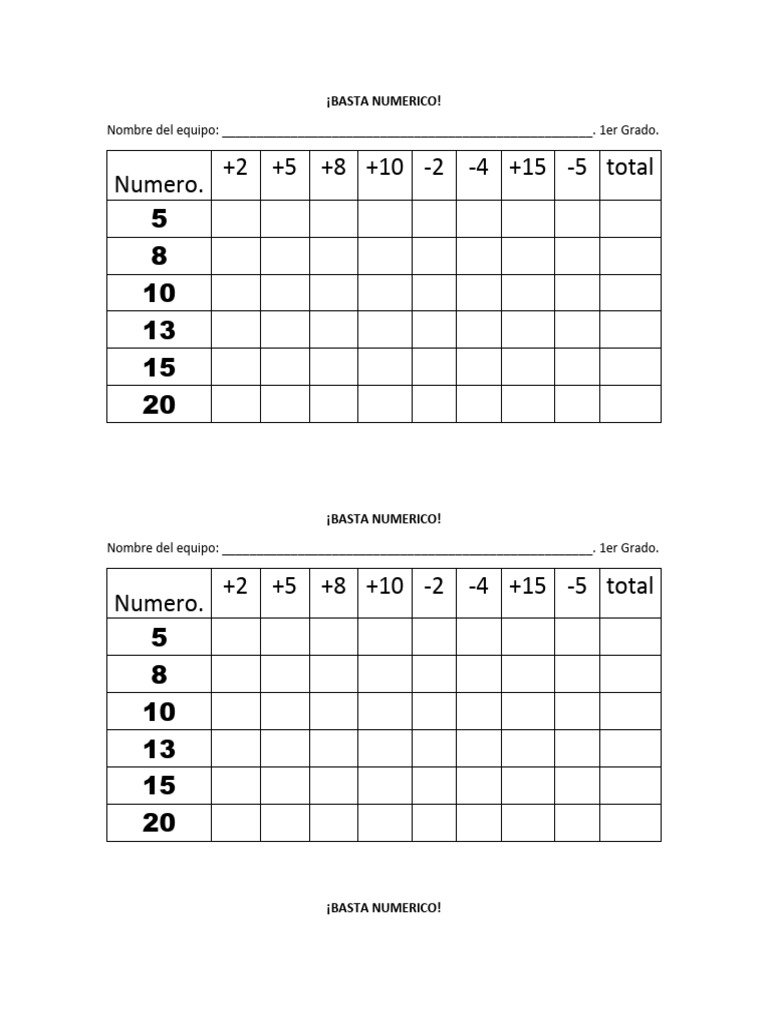 Basta Numerico para La Feria Matematica. | PDF