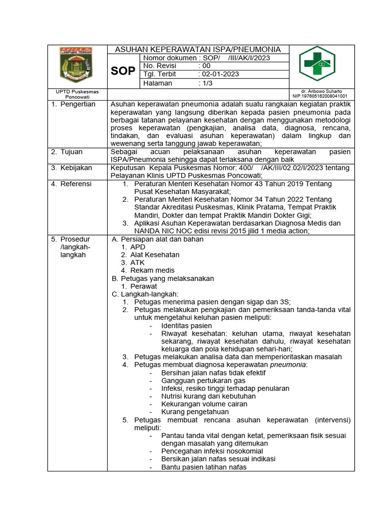 Sop Askep Ispa (Pneumonia) | PDF
