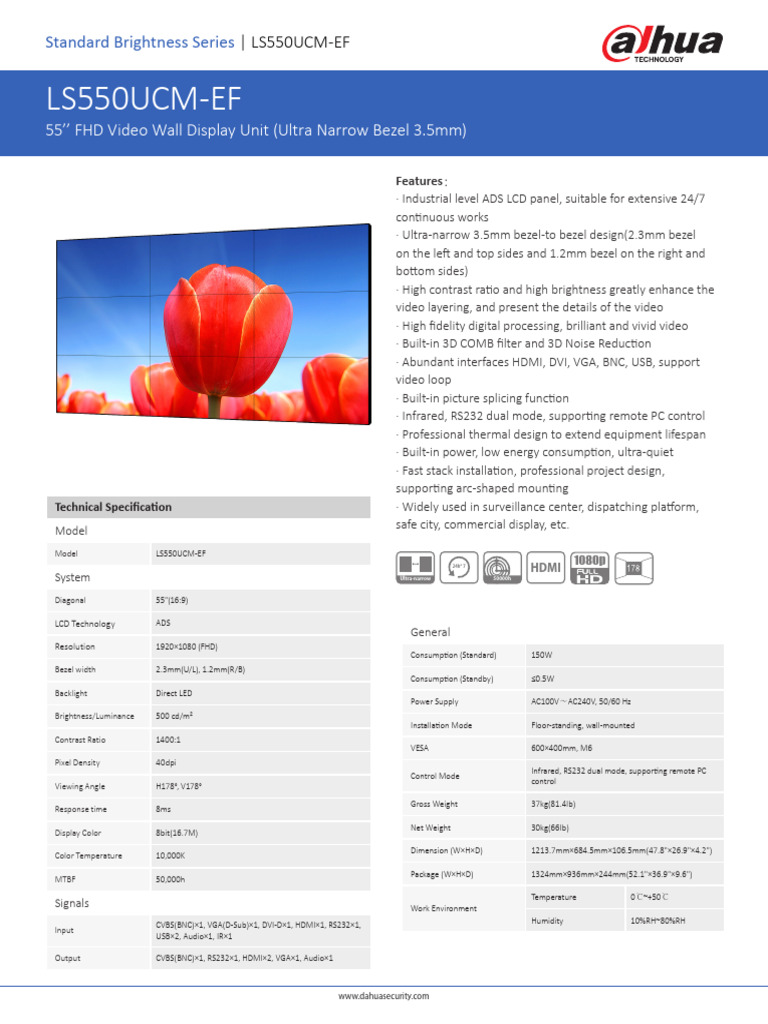 Dahua Video Wall Spec LS550UCM-EF - 2019.10.11 | PDF | Video ...