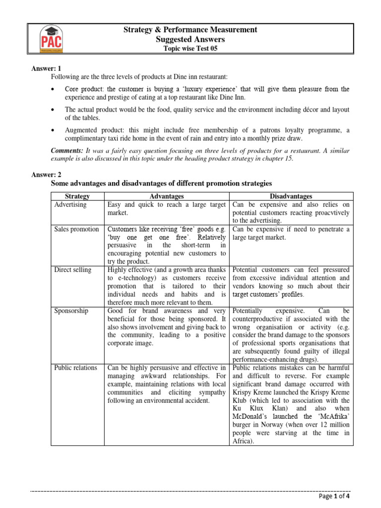 SPM Test 5 Solution Final | PDF | Performance Indicator | Business