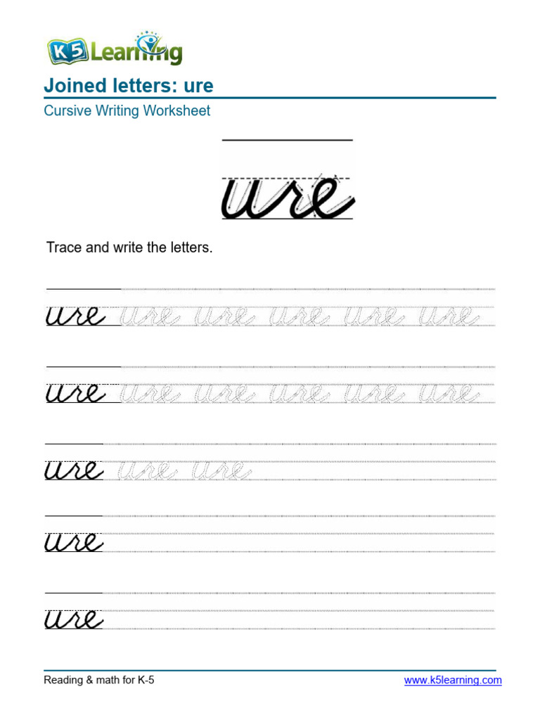 Handwriting Letter Joins Ure Printable | PDF