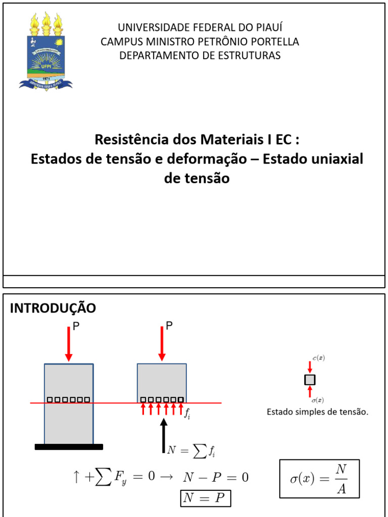 3.1 Estado Uniaxial de Tensão | PDF | Estresse (Mecânica) | Materiais