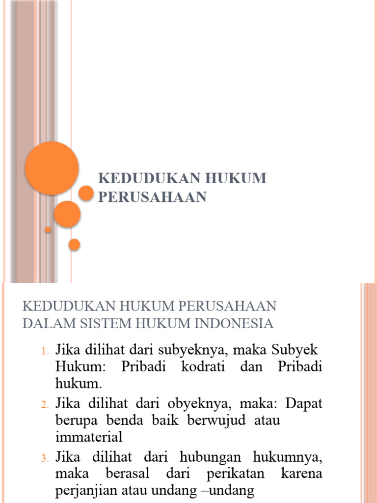 Kedudukan Hukum Perusahaan | PDF