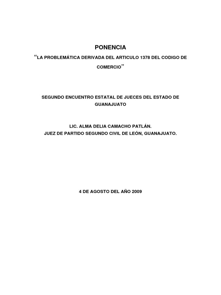 Problemas del Artículo 1378 en Juicios Mercantiles | PDF | Demanda ...
