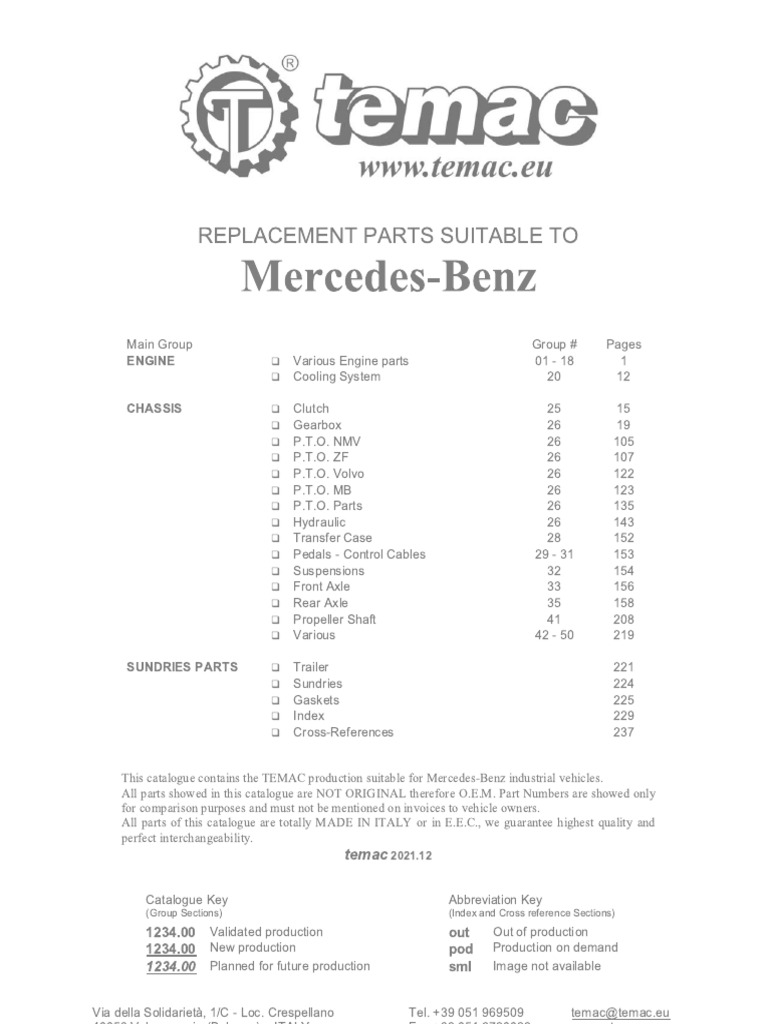 Catalog Mercedes Benz New - Temac | PDF