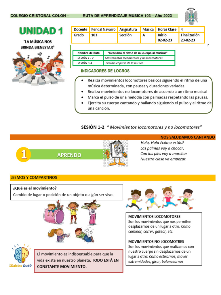 Ruta 1 - 103 DISFRUTO EL RITMO DE MI CUERPO AL MUSICAR | PDF | Ritmo ...