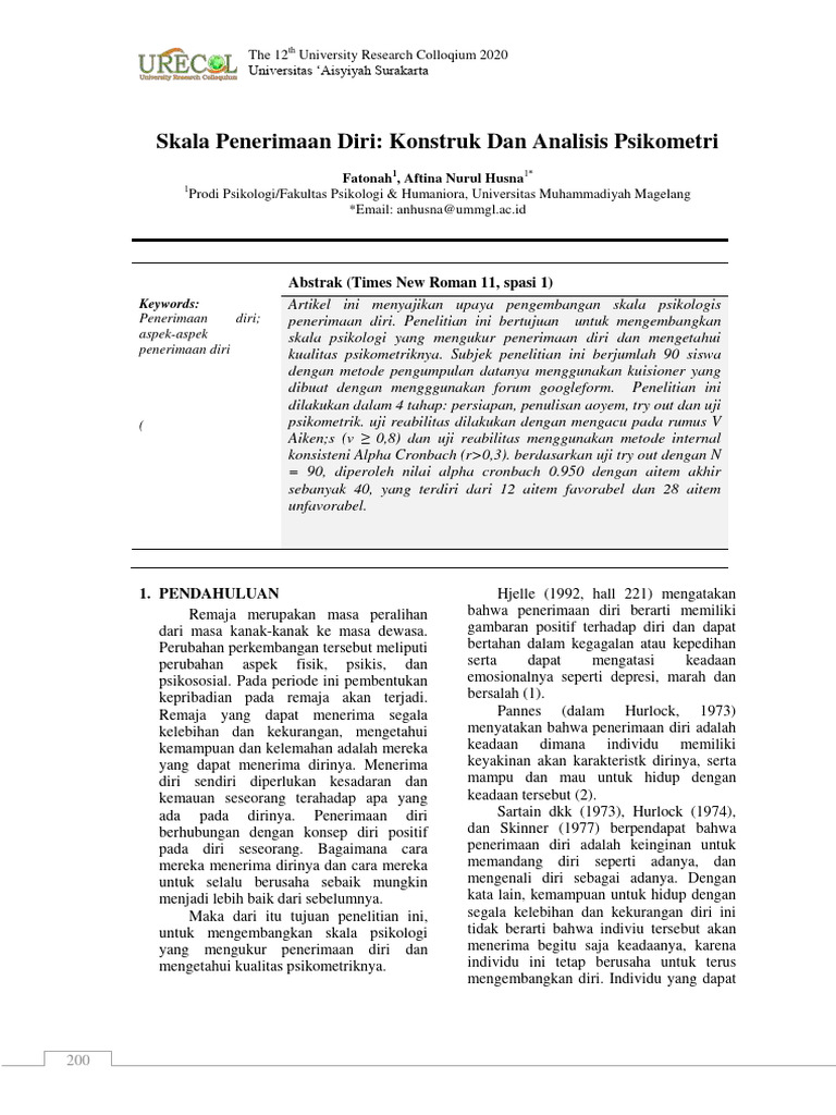 Pengembangan Skala Penerimaan Diri | PDF | Pengembangan Diri | Sains & Matematika