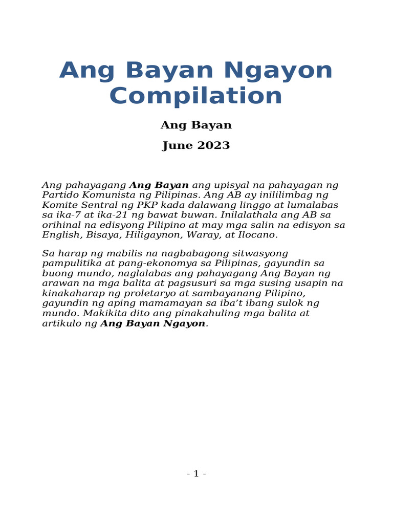 Ang Bayan Ngayon Compilation June 2023 | PDF