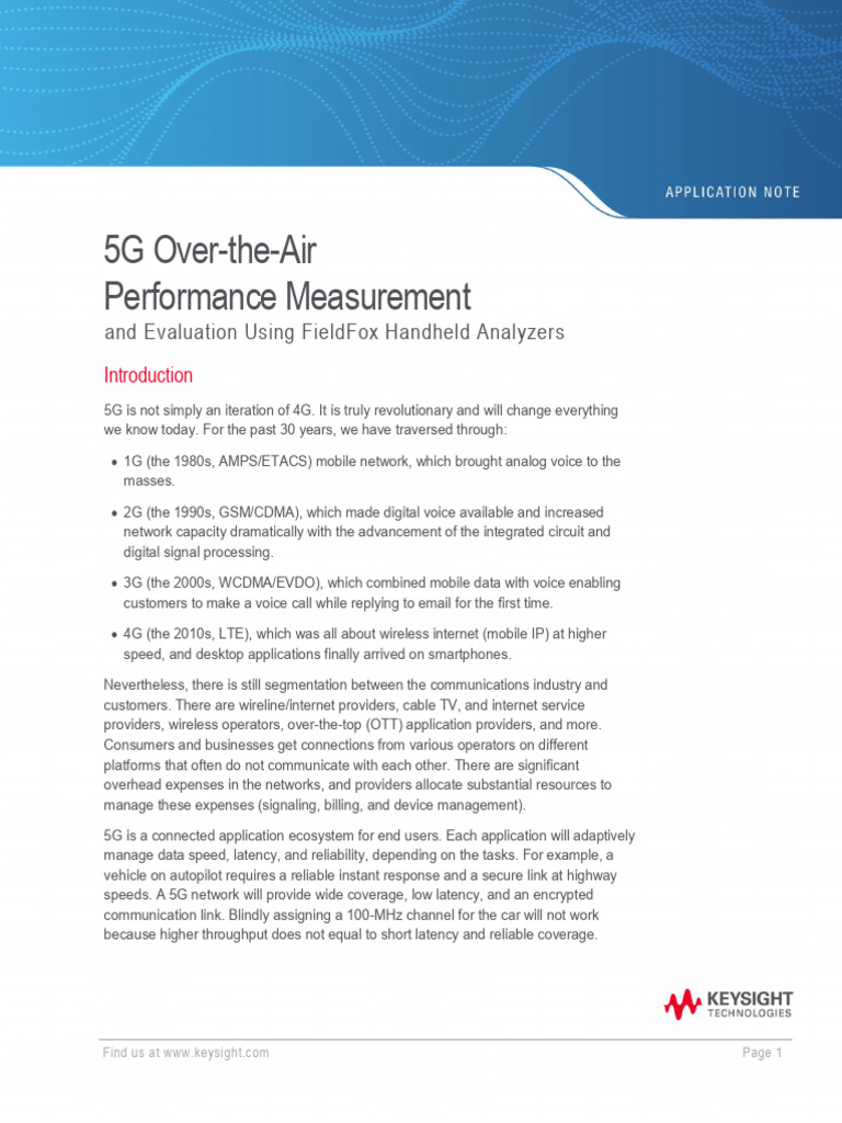 5G Over-The-Air Performance Measurement: and Evaluation Using Fieldfox Handheld Analyzers | PDF ...