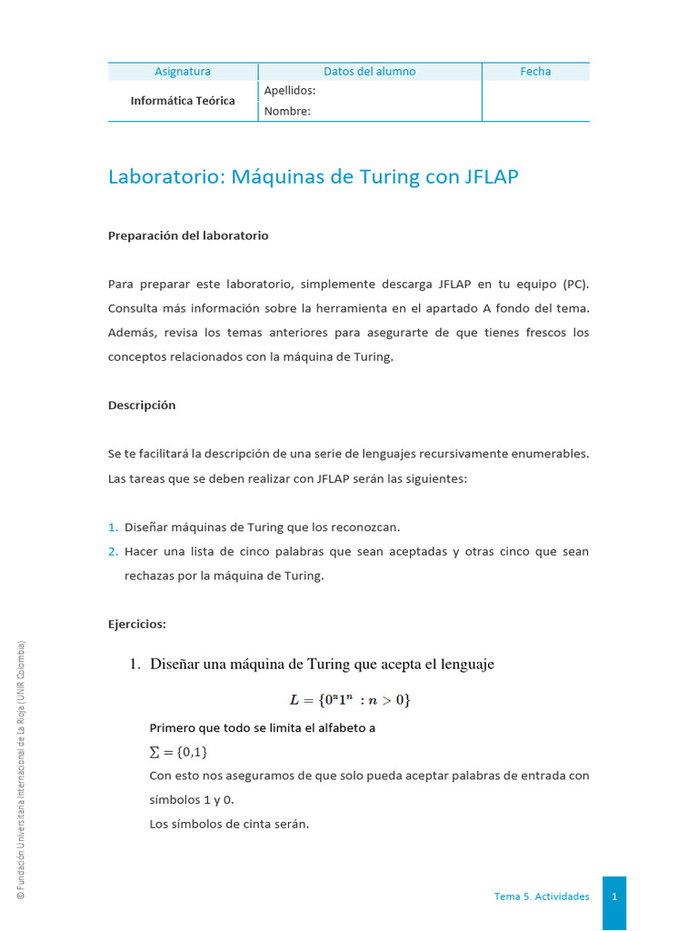 Maquina de Turing Con Jflap | PDF | Ingeniería Informática | Matemáticas Aplicadas