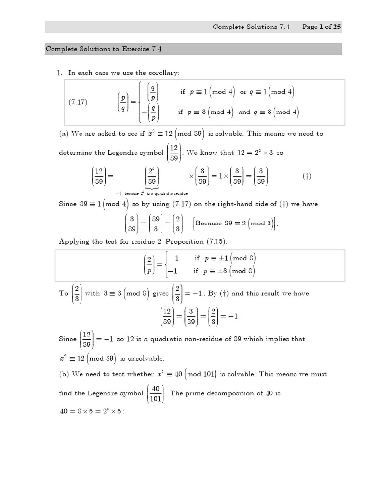 Complete Solutions To Exercise 7.4dasda | PDF | Prime Number | Summation