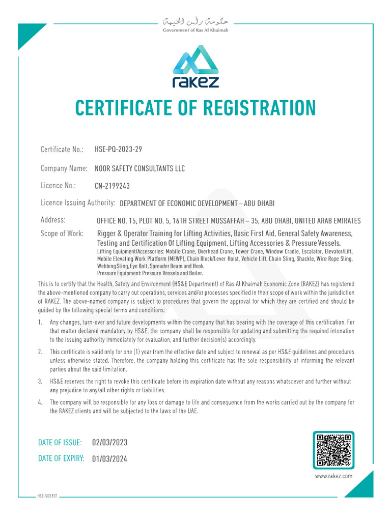 NSC RAKEZ Certificate | PDF