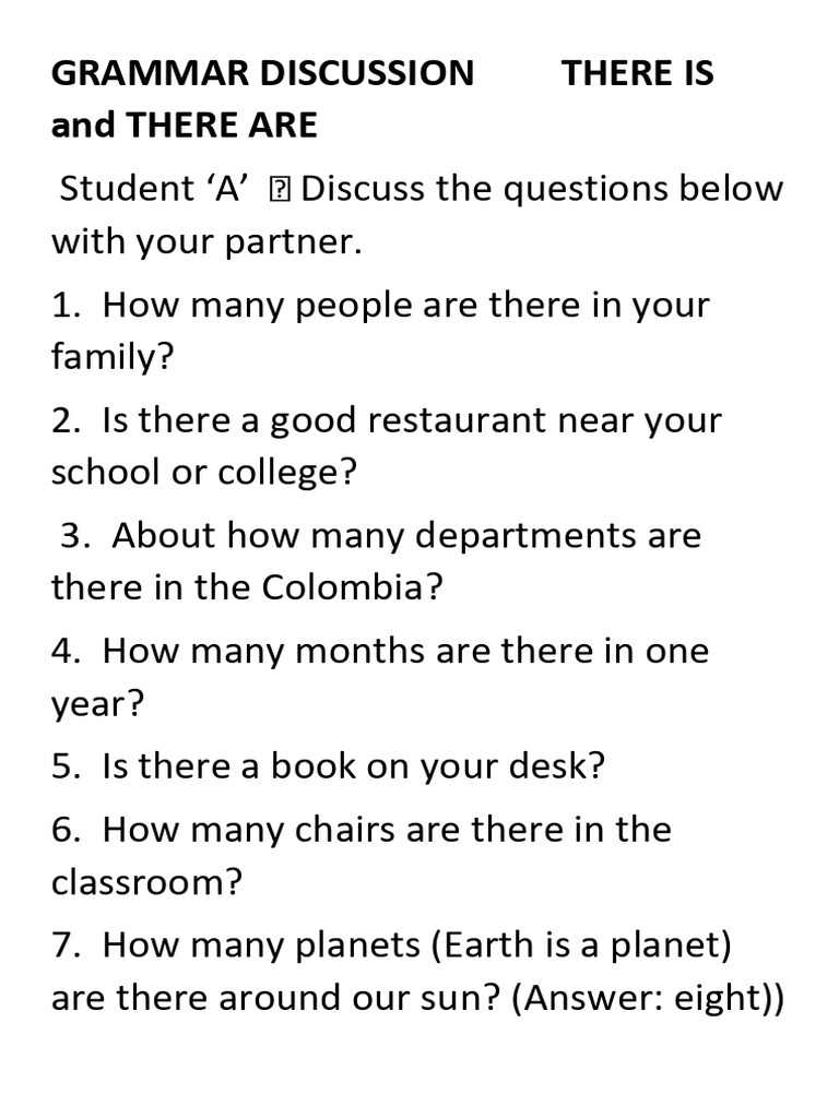 Conversation Questions: There Is/Are | PDF | Career & Growth | Language ...