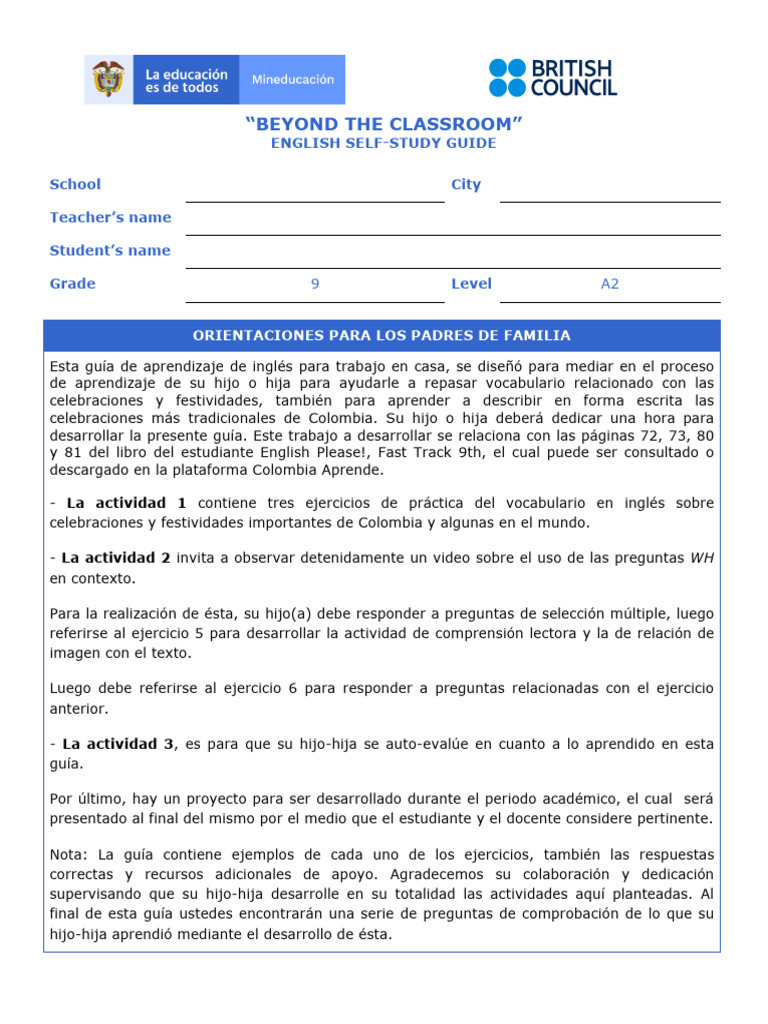 "Beyond The Classroom" English Self-Study Guide 2 | PDF | Comunicación ...