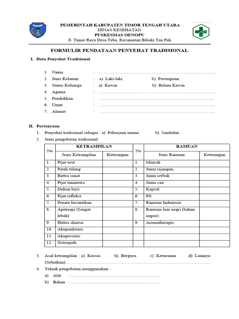 Form Pendataan | PDF | Pengembangan Diri | Kesehatan Holistik