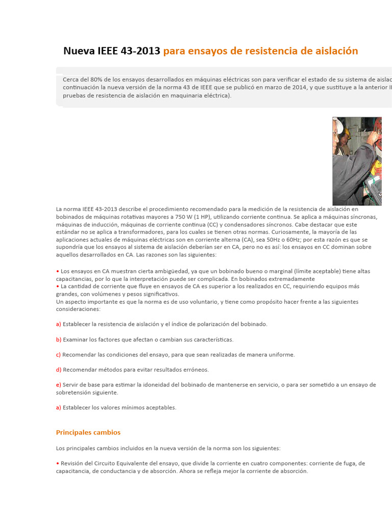 Nueva Ieee 43 | PDF | Aislador (Electricidad) | Resistencia Eléctrica y ...