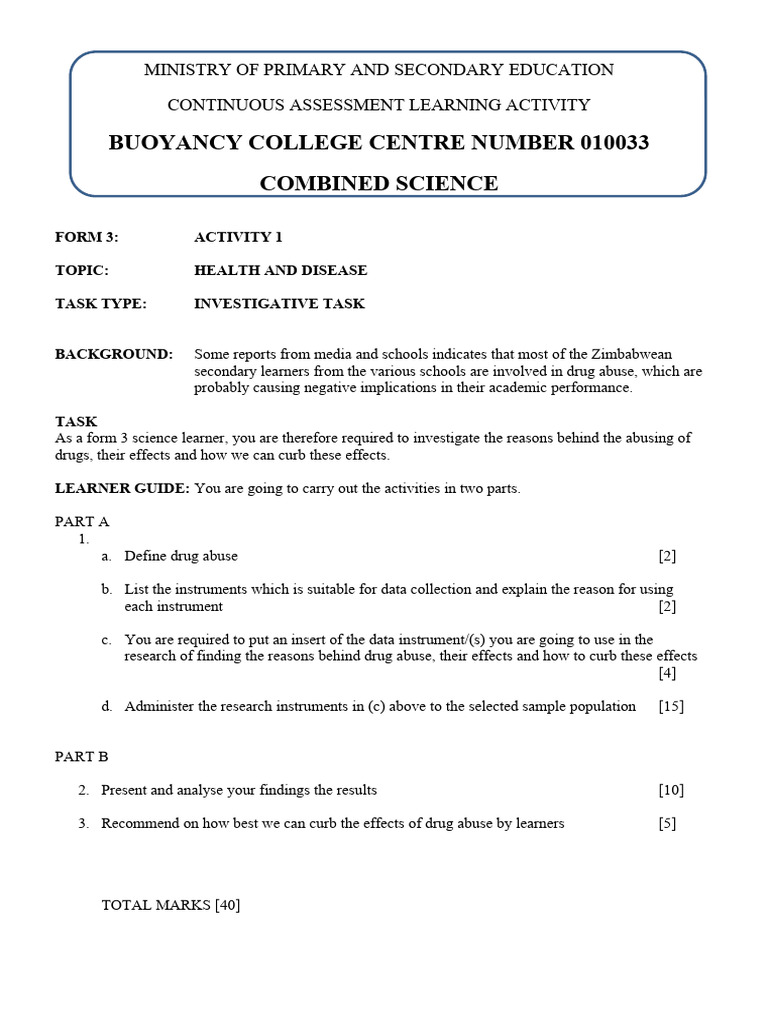 Form 3 Combined Science Cala | PDF